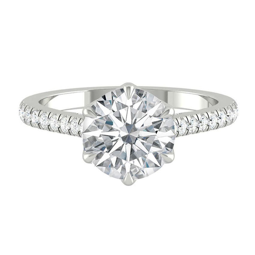 Lucce Azalea Pavé Diamond Engagement Ring with Hidden Petal Accents – LUCCE