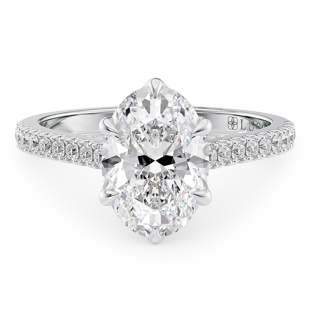 LUCCE AZALEA™ Pavé 6-Prong Oval Diamond Engagement Ring