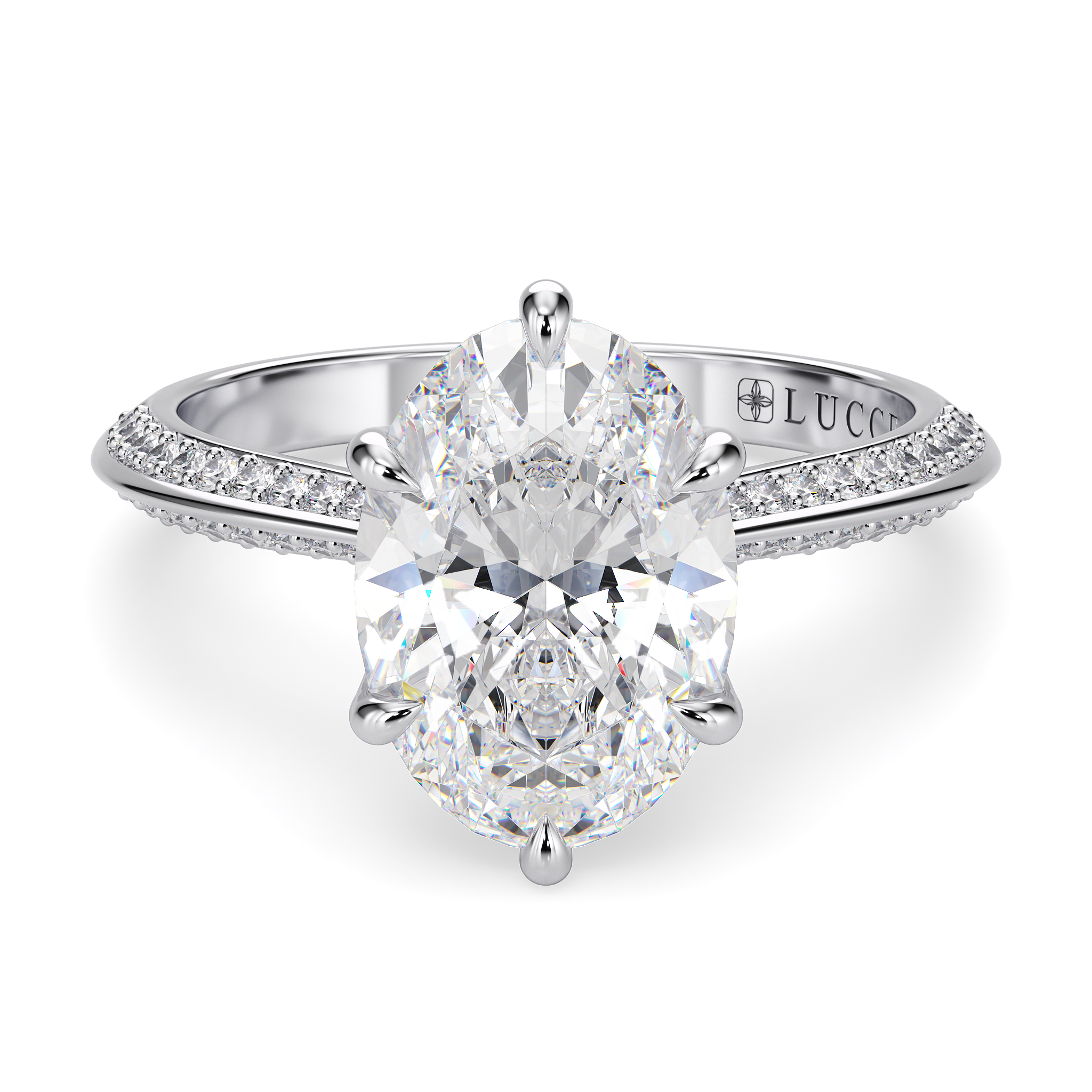 LUCCE ECUADORIAN™ Pavé Oval Diamond Engagement Ring