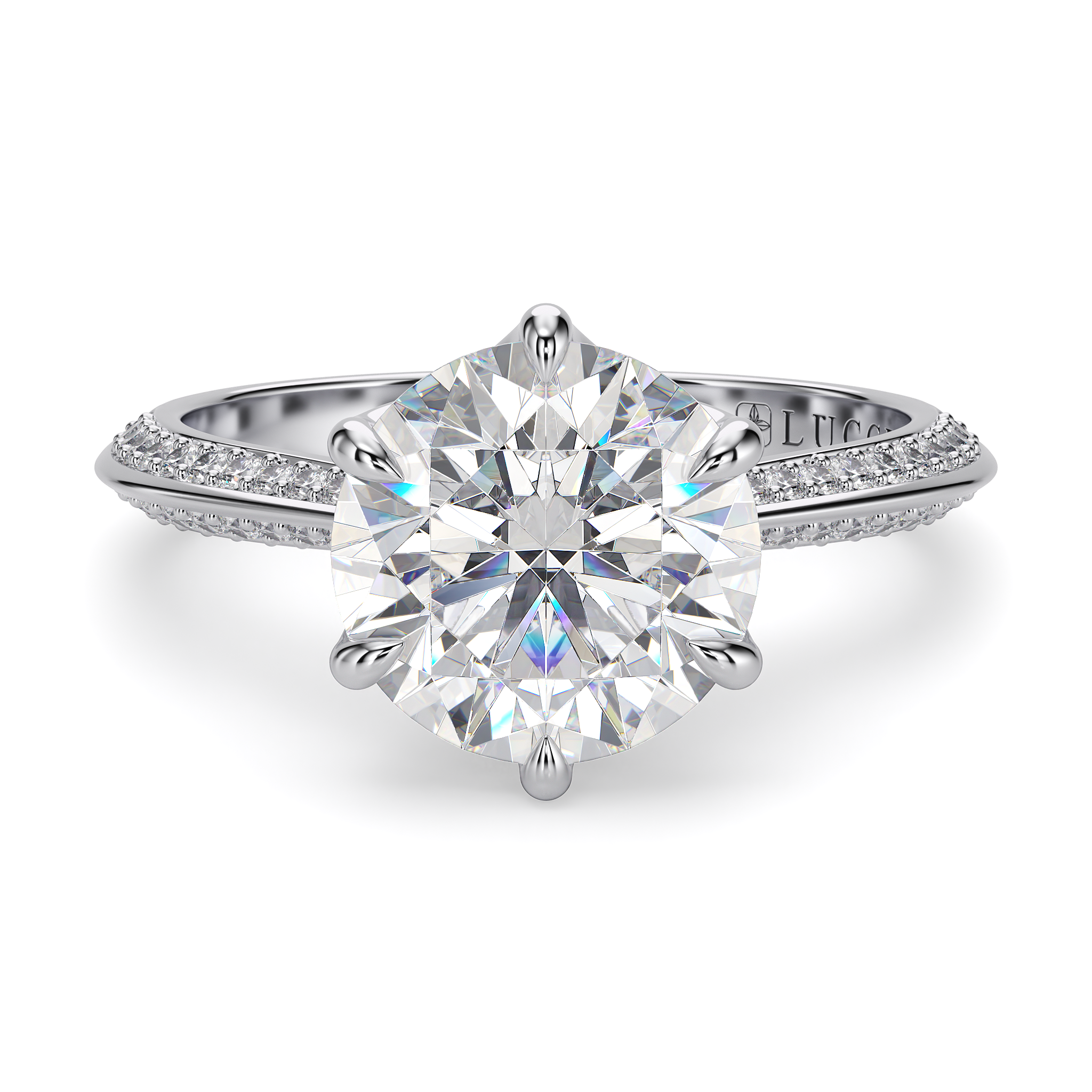 LUCCE ECUADORIAN™ Pavé Round Diamond Engagement Ring