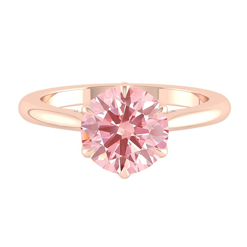 Lucce Azalea Round Rosé Pink Diamond Engagement Ring with Petal ...