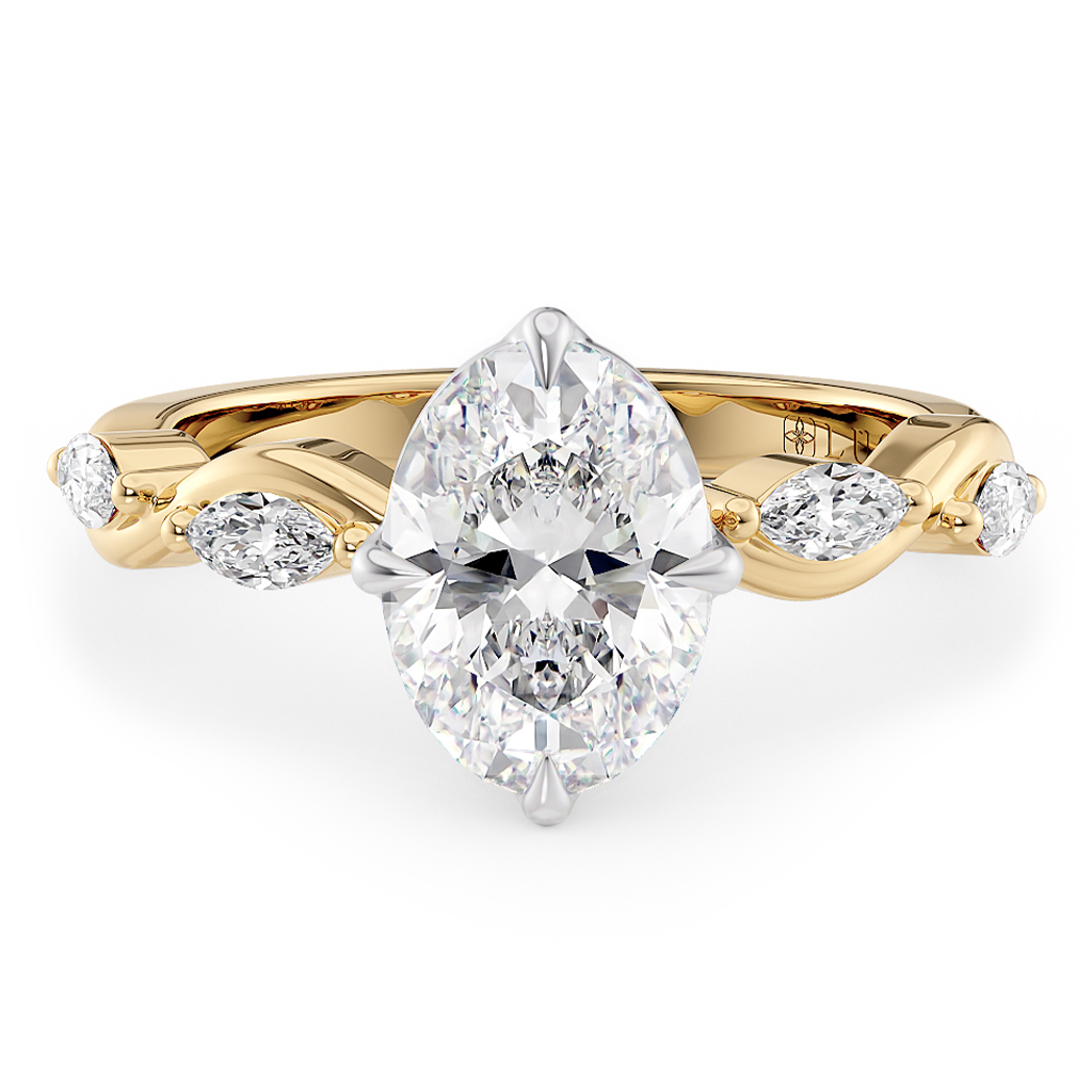 LUCCE CONSTANCE™ Oval Diamond Engagement Ring with Petal Design