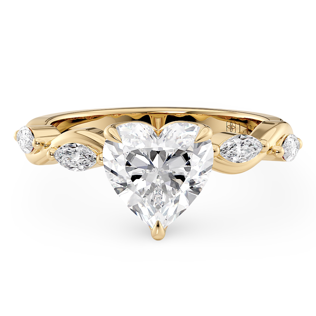 Constance Petal Heart Diamond Engagement Ring | Twisting Band with ...