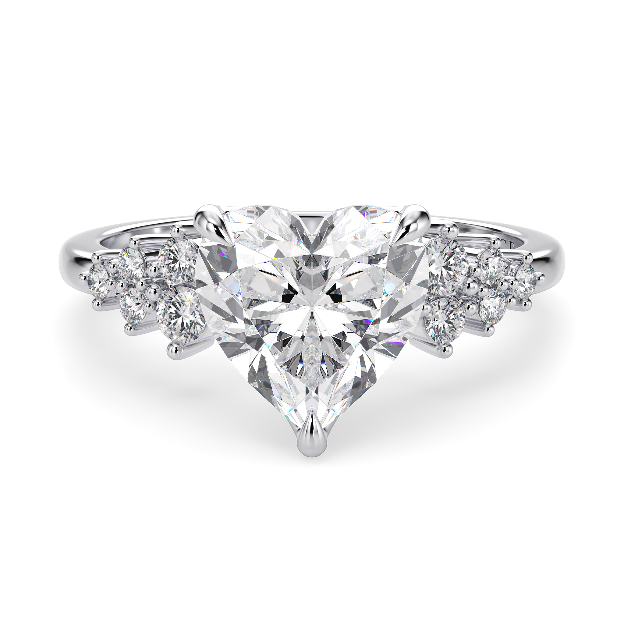 LUCCE ELLIA™ Heart Diamond Engagement Ring with Hidden Petal