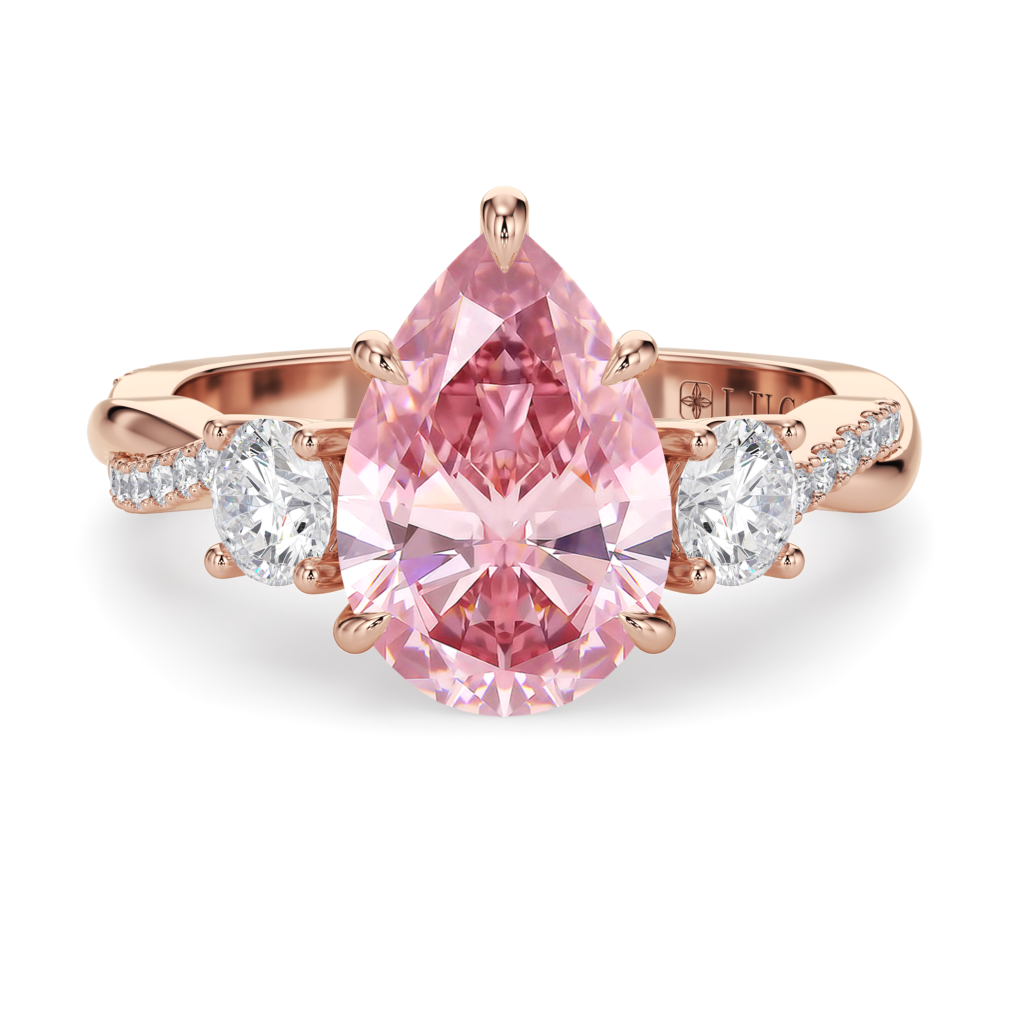 LUCCE FIORE™ Trio Pear Rosé Pink Diamond Engagement Ring | Three-Stone ...