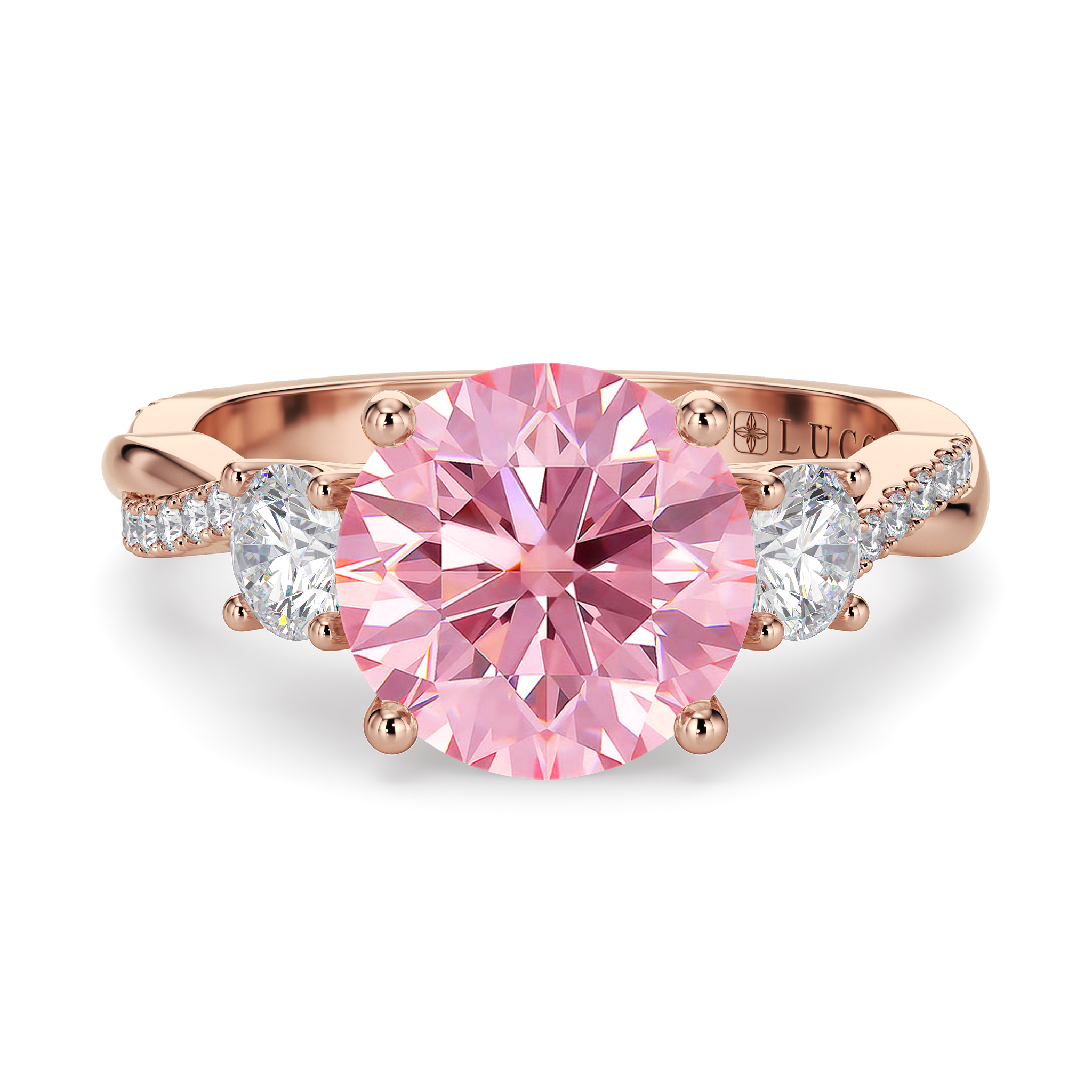 LUCCE FIORE™ Trio Rosé Pink Diamond Engagement Ring | Three-Stone ...