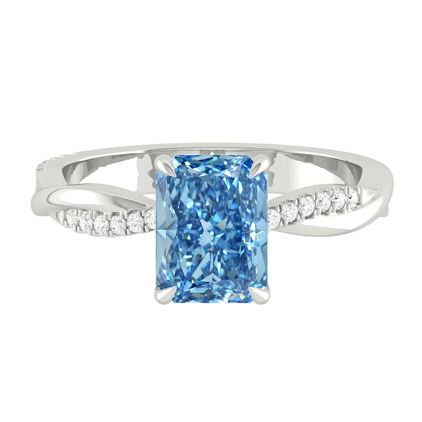 Fiore Ocean Blue Radiant Diamond Engagement Ring with Hidden Petal ...