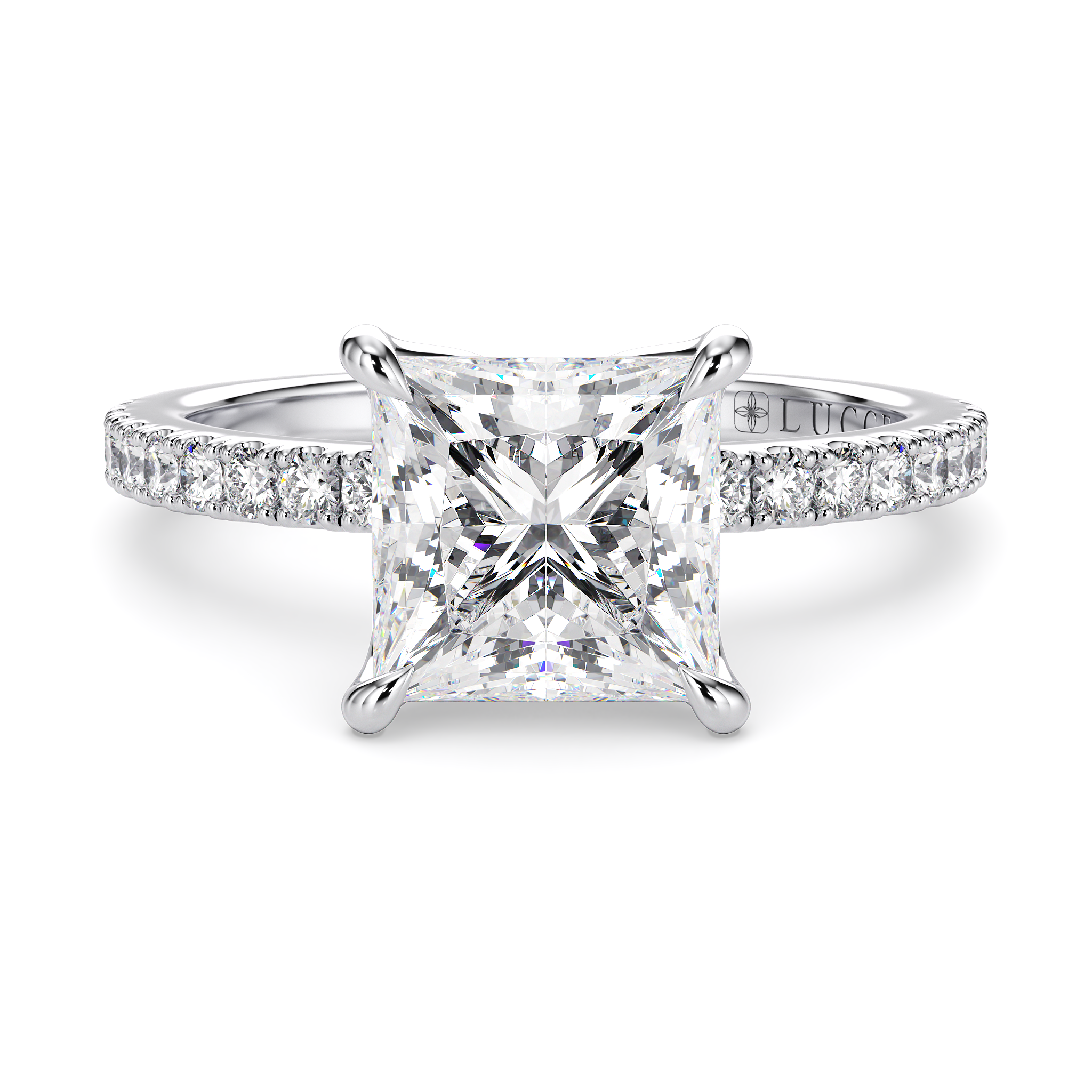 Lucia Pavé Princess Cut Engagement Ring with Petal Design – LUCCE