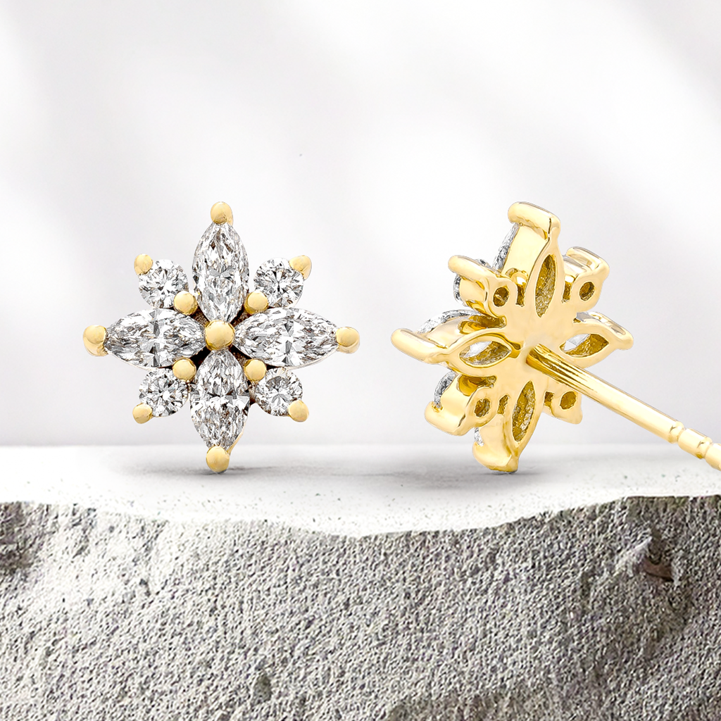 Lucce Constance Si Earrings 0.96CTW Lab Diamond 18K Yellow Gold | Ready ...
