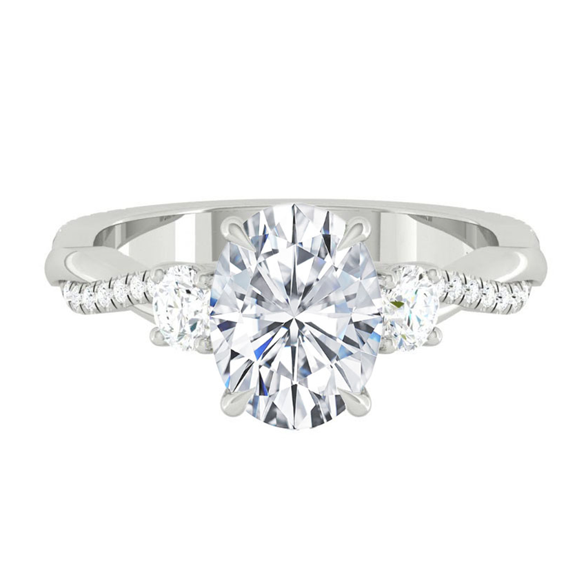 Fiore Trio Oval Diamond Engagement Ring | Three-Stone Twisting Style ...