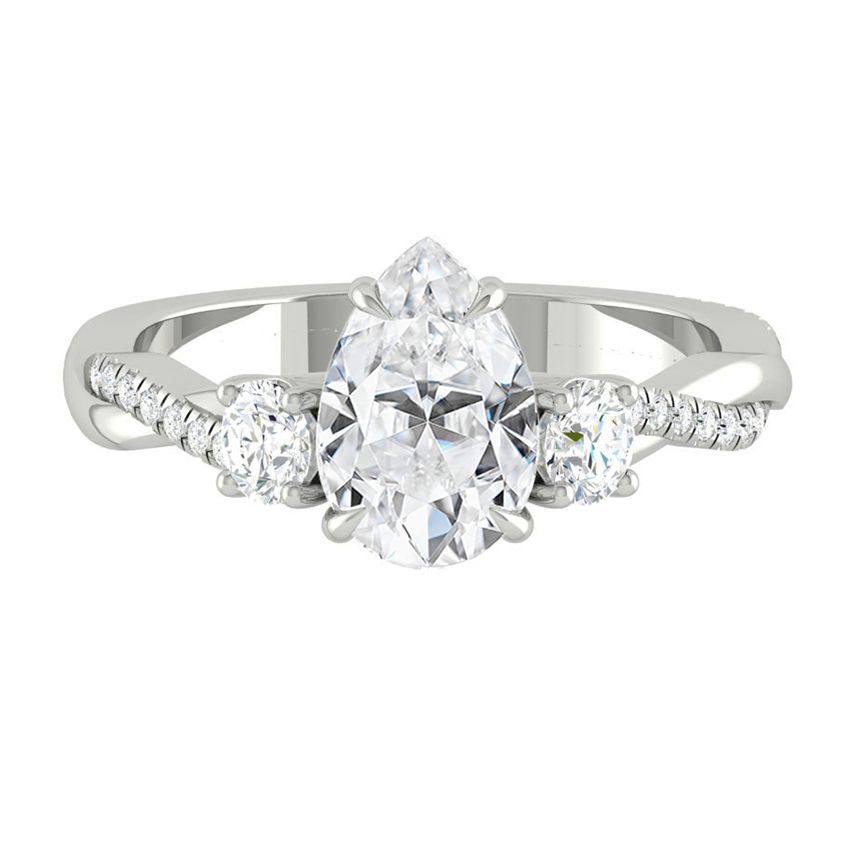 Fiore Trio Pear Diamond Engagement Ring | Three-Stone Twisting Style ...