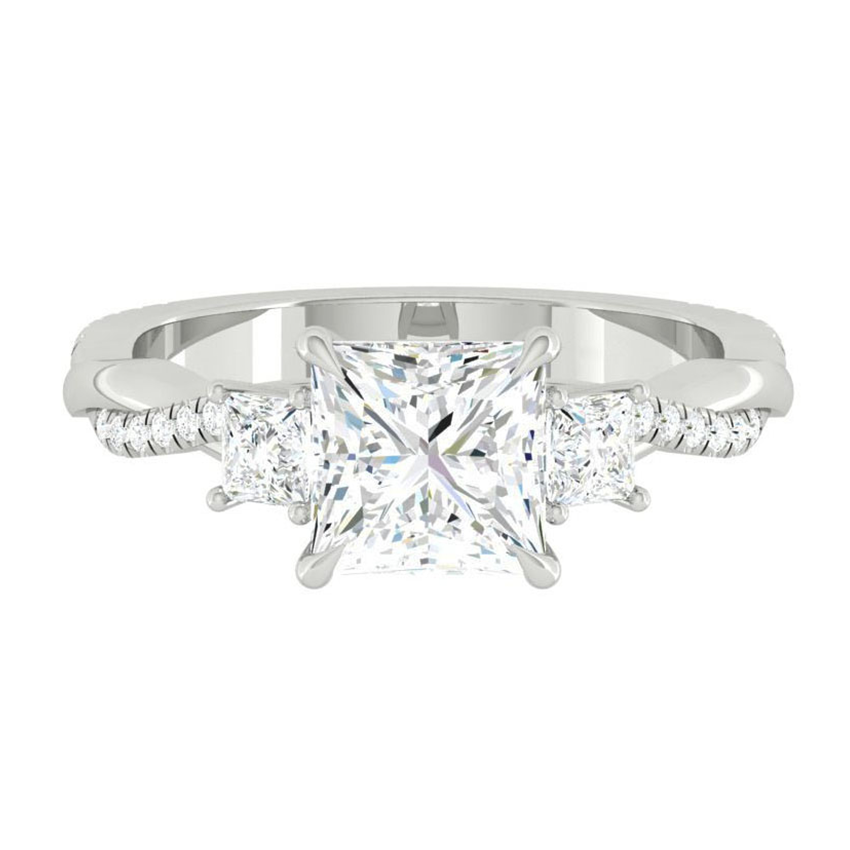 Fiore Trio Princess Diamond Engagement Ring | Three-Stone Twisting ...