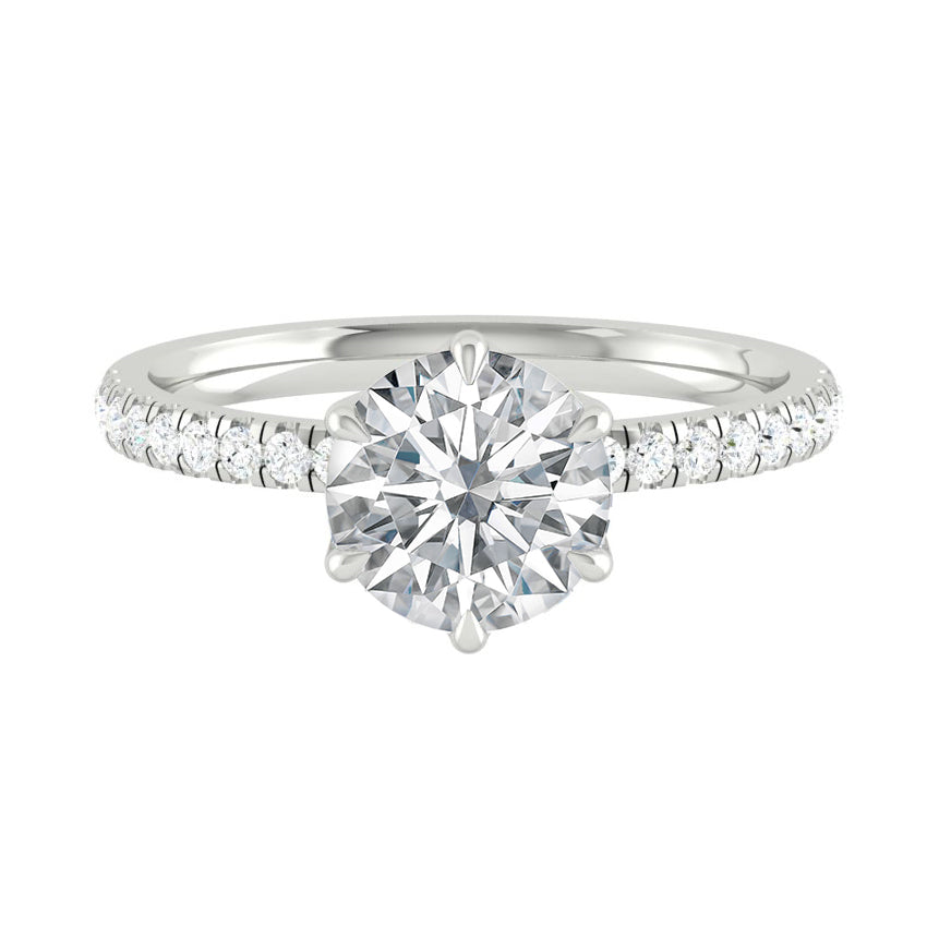 Lucia Pavé 6-Prong Diamond Engagement Ring | Luxury Petal Design – Lucce