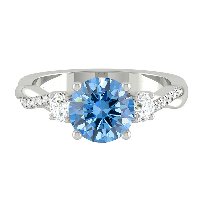 Fiore Trio Ocean Blue Diamond Engagement Ring | Three-Stone Twisting ...