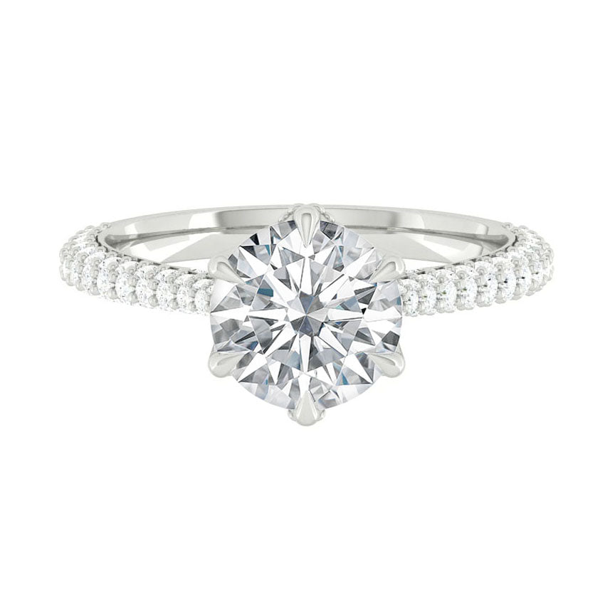 Azalea Luxe Diamond Tri-row Platinum Engagement Ring with Petal Prongs ...
