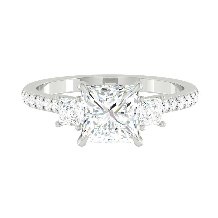 Sophia Pavé Princess Diamond Engagement Ring | 3 Stone Design – Lucce