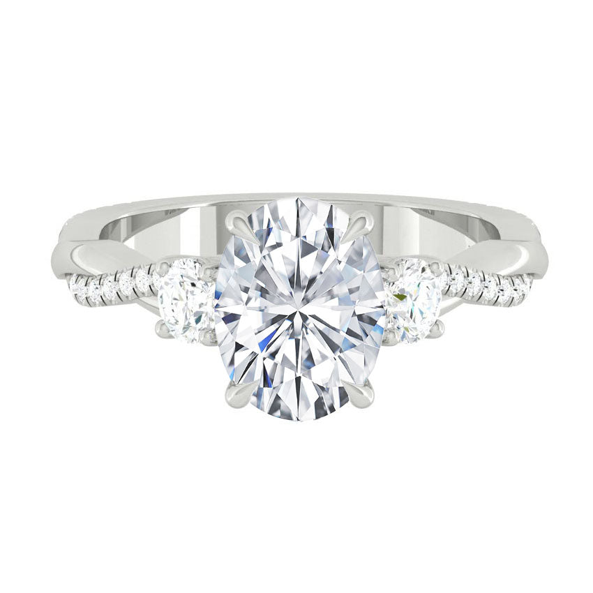 Fiore Trio Oval Engagement Ring | Three-Stone Twisting Band Style – Lucce