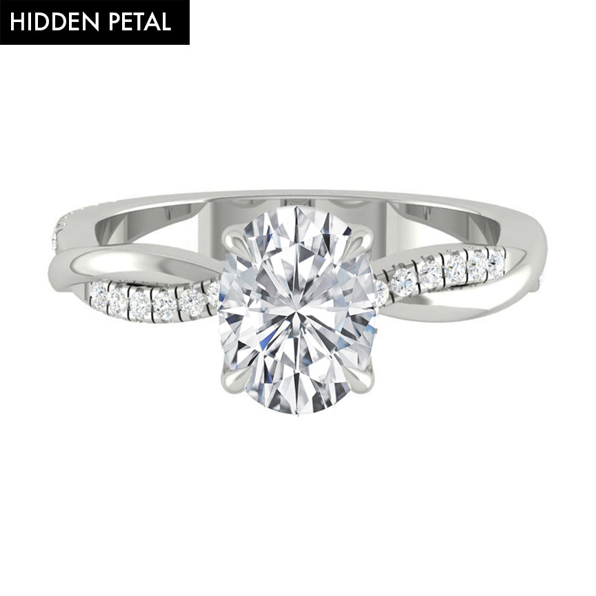 Fiore Oval Diamond Engagement Ring with Hidden Petal Design – Lucce