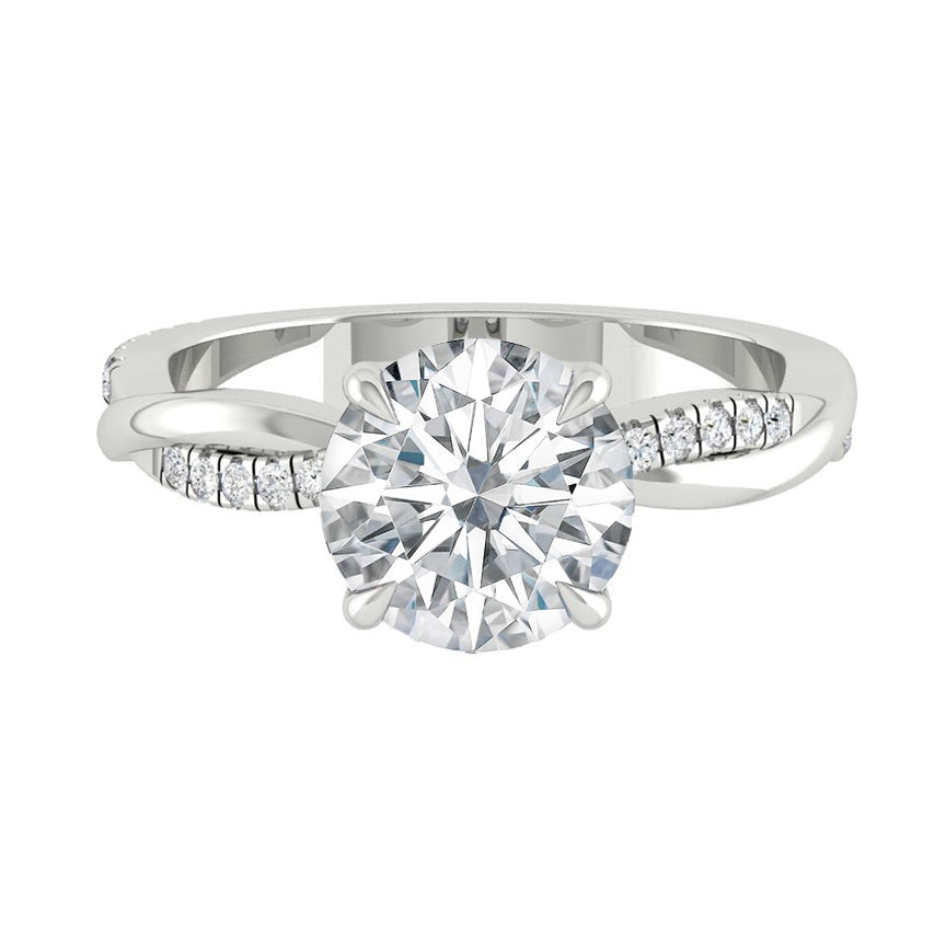 Fiore Diamond Platinum Engagement Ring | Petal & Twisting Band Style ...